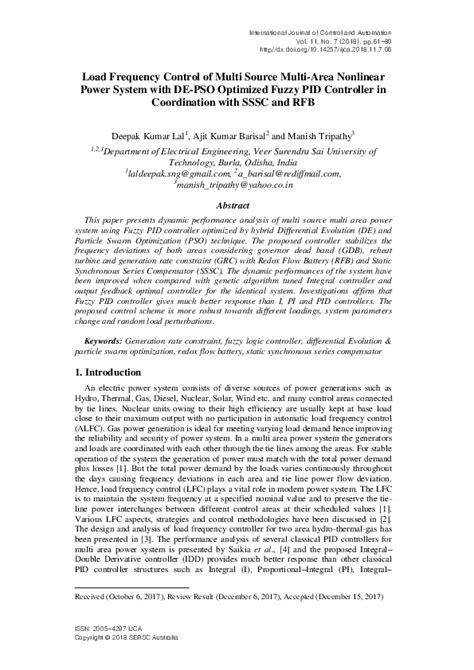 pdf load frequency control of multi source multi area nonlinear power