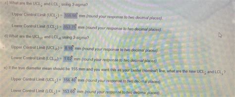 Solved C What Are The UCL And LCL Using 3 Sigma Upper Chegg Com