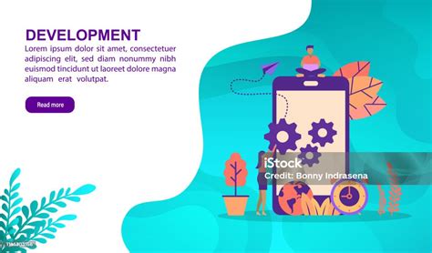 캐릭터와 개발 일러스트 개념입니다 배너 프레젠테이션 소셜 미디어 포스터 광고 및 프로 모션에 대 한 템플릿 마케팅에 대한 스톡