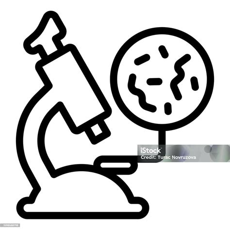 Ilustración De Icono De Línea De Microscopio Y Microorganismos Concepto Del Día Mundial Contra