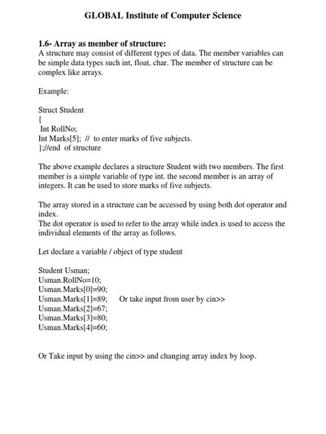 Arrays Inside Struct Pdf Array Data Structure Data Type