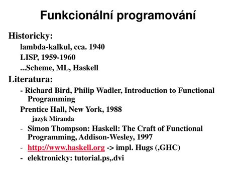 Ppt Funkcionální Programování Haskell Powerpoint Presentation Free