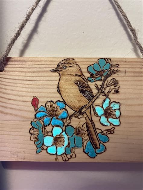 Bird And Flowers Rpyrography Bird And Flowers Rpyrography