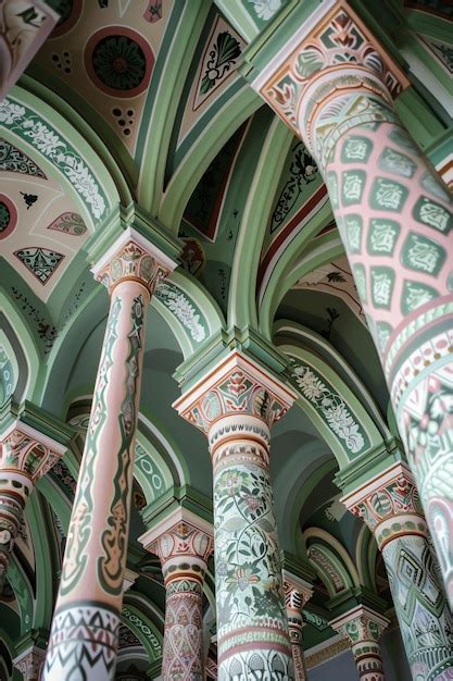 Floral Ancient Marble Columns Premium Ai Generated Image