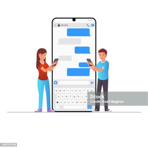 가상 관계 온라인 데이트 및 소셜 네트워킹 개념 인터넷에서 채팅 청소년 소셜 미디어 채팅 및 쓰기 메시지 젊은 사람들 벡터 일러스트 Brand Name Online