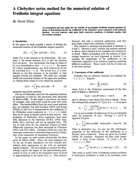 Chebyshev Series Method Pdf