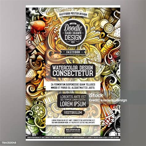 만화 수채화 손 그린 낙서 패스트 푸드 포스터 디자인 템플릿 수채화에 대한 스톡 벡터 아트 및 기타 이미지 수채화 감자 요리 바비큐 Istock
