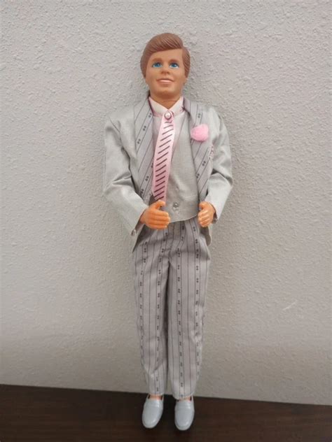 Vintage Mattel 1968 Barbie Ken Doll 12 Formal Suit Gray With Pink