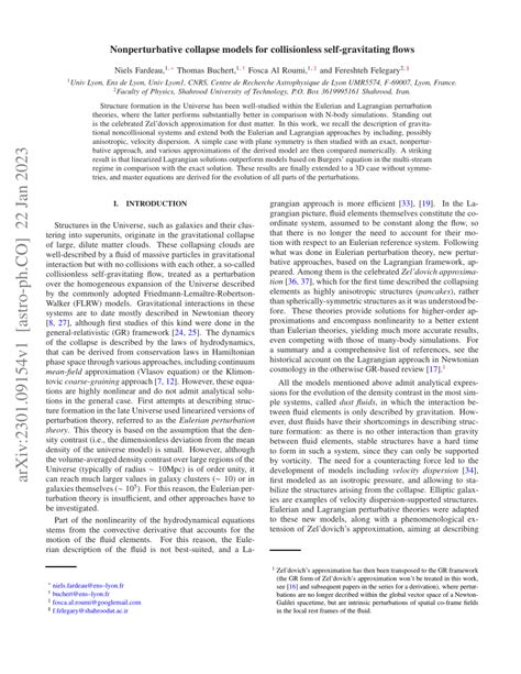 Pdf Nonperturbative Collapse Models For Collisionless Self Gravitating Flows