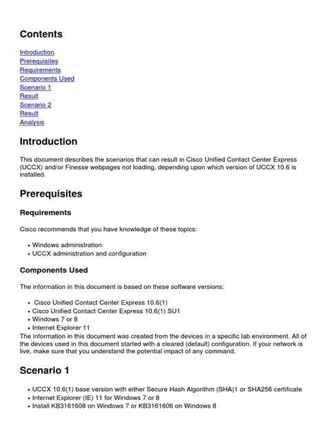 Uccx 10 6 Pages Does Not Load In Ie11 Af Pdf Pdf Transport Layer