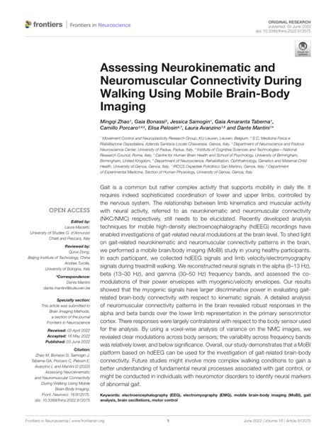 Pdf Assessing Neurokinematic And Neuromuscular Connectivity During Walking Using Mobile Brain