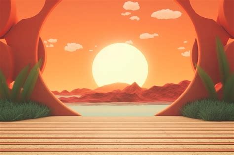 Premium Ai Image 3d Render Of A Retro Classic Summer Background