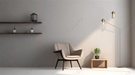 정교한 3d 방 디자인 세련된 안락의자 책장 걸이형 램프로 세련된 회색 벽을 더욱 돋보이게 합니다 살다 배경 정교 배경 안락 배경 이미지 Hd 살다 정교
