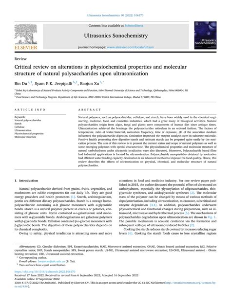 Pdf Critical Review On Alterations In Physiochemical Properties And