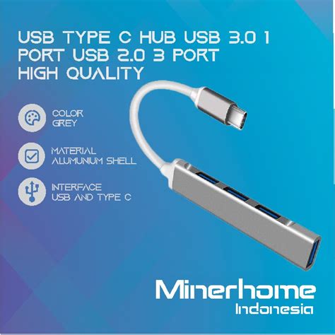Jual USB Type C Hub USB 3 0 1 Port USB 2 0 3 Port High Quality Shopee Indonesia