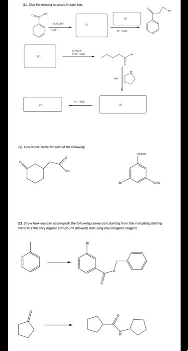Solved 01 Give The Missing Structure In Each Box Lali 10