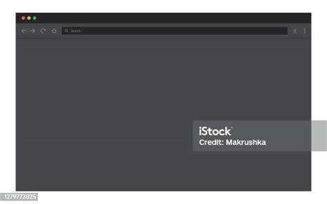 어두운 브라우저 창입니다 웹 사이트 템플릿 프레임입니다 흰색 배경에 격리 된 웹 브라우저 모형 컴퓨터 빈 인터넷 페이지입니다 검색 표시줄이 있는 검은색 데스크톱 화면입니다