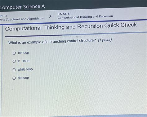 Solved Computer Science Anit 3lesson 8ata Structures And