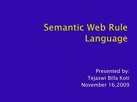 Ppt Semantic Web Rule Language Powerpoint Presentation Free Download