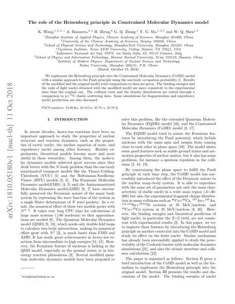 Pdf The Role Of The Heisenberg Principle In Constrained Molecular Dynamics Model