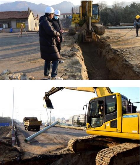 铆干劲 早起步威海市水务集团有限公司实施环山路污水管道搬迁工程