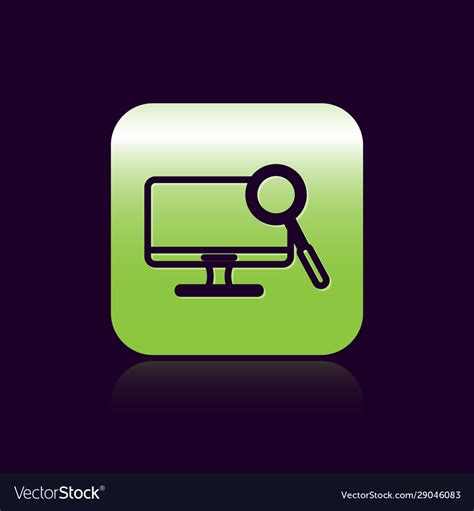 Black Line Computer Monitor Diagnostics Icon Vector Image
