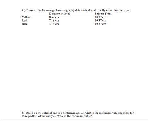 Solved 4 Consider The Following Chromatography Data And