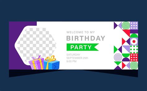 생일 축하 배너 템플릿 프리미엄 벡터