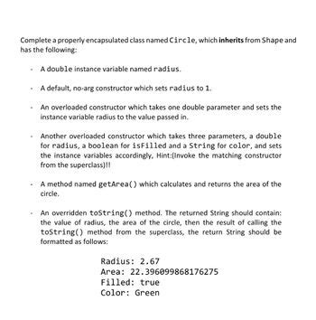 Answered Roblem 1 Complete A Properly Encapsulated Class Named Shape