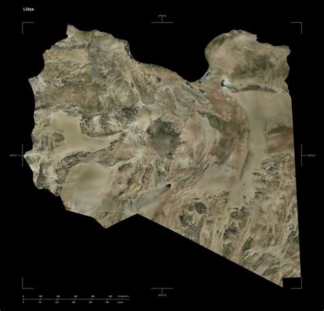 Libya Shape On Black High Res Satellite Stock Illustration Illustration Of Solid Scale