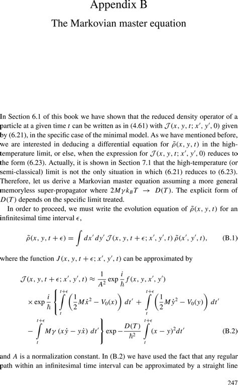 The Markovian Master Equation Appendix B An Introduction To Macroscopic Quantum Phenomena