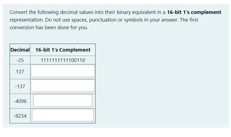 Solved Convert The Following Decimal Values Into Their