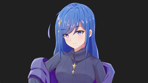 Purple Haired Anime Girl With Blue Eyes