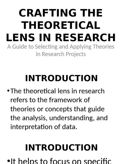 Theoretical Lens In Research Pdf