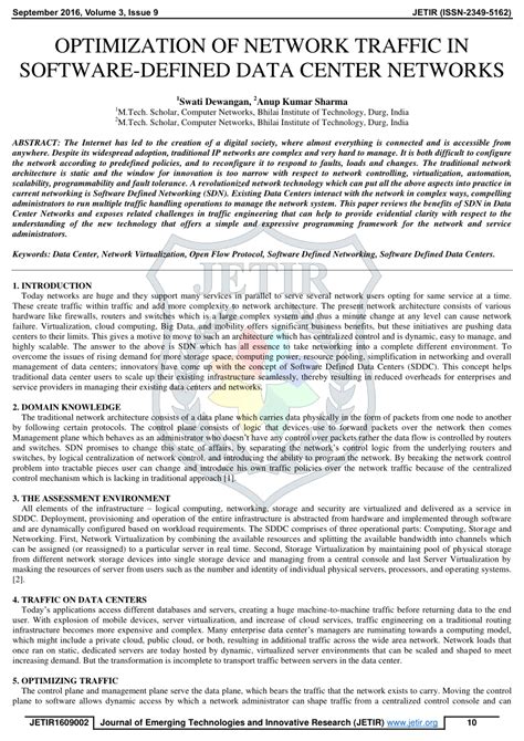 Pdf Optimization Of Network Traffic In Software Defined Data Center