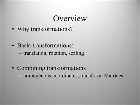 computer graphics transformations ppt