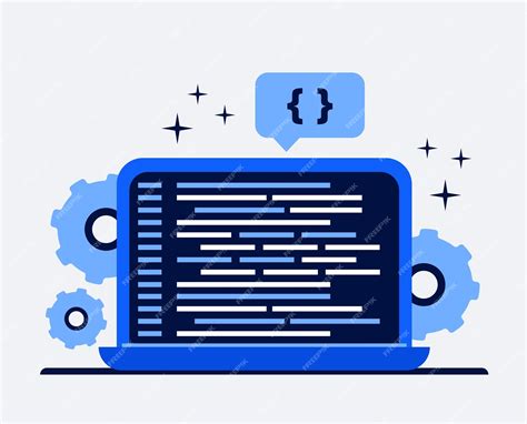 Premium Vector Laptop With Lines Of Code On The Screen Vector Illustration For Web Design And Apps