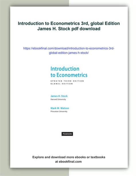 Introduction To Econometrics 3rd Global Edition James H Stock Pdf