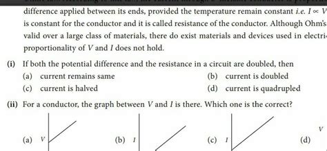 For A Conductor The Graph Between V And I Is There Which One Is The Co