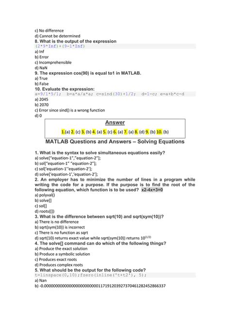 Matlab Questions And Answerspdf