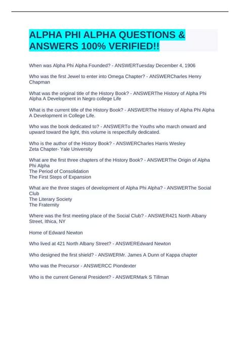 ALPHA PHI ALPHA QUESTIONS ANSWERS CORRECT Alpha Phi Alpha Stuvia US
