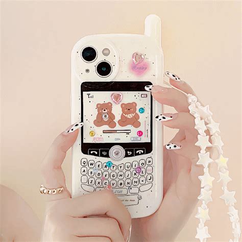 🧸🧸트윈베어 전화기 안테나 아이폰케이스 [12 13 14 15 미니 프로 맥스 스트랩 세트 키치 카메라 보호 핸드폰 휴대폰 귀여운 친구 생일 선물] 에이블리
