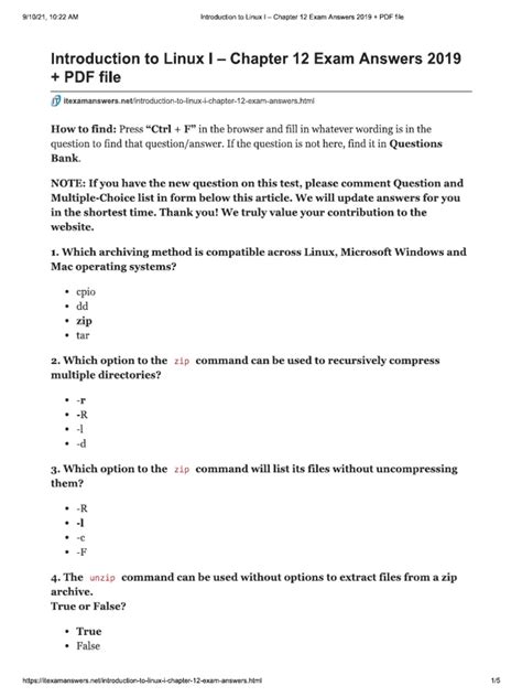 Introduction To Linux I Chapter 12 Exam Answers 2019 Pdf