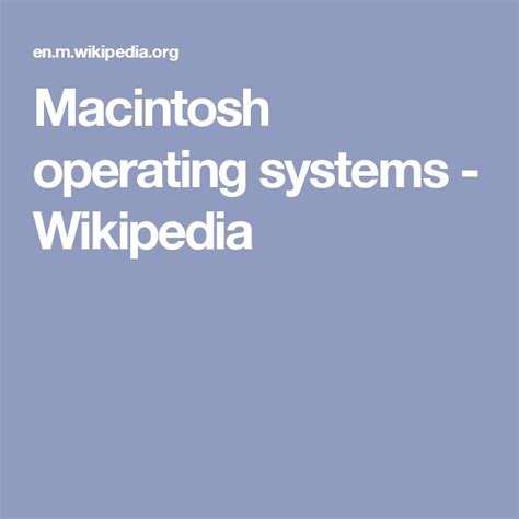 Macintosh Operating Systems Wikipedia