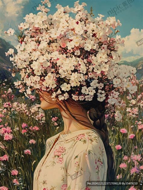 Ai创作图唯美少女与花系列 花丛女孩插画 花季少女插画 花语手绘回眸少女 花丛女人背影 草原野花少女 超现实画作 花丛中的少女 雏菊少女插画 花丛中少女 少女与花插画 花海中的少女 唯美花儿