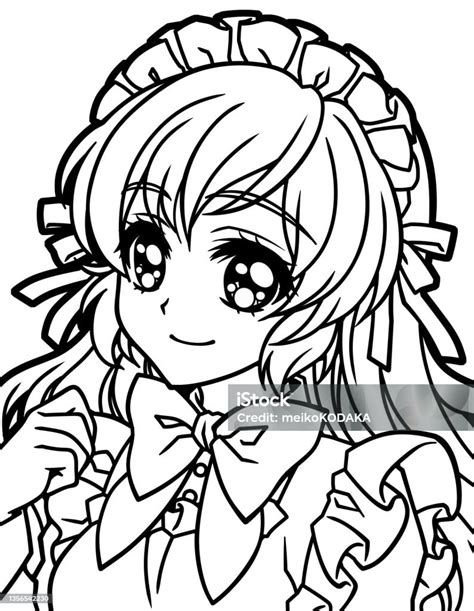 ภาพประกอบของสมุดระบายสีสาวแม่บ้านสไตล์อะนิเมะ ภาพประกอบสต็อก ดาวน์โหลดรูปภาพตอนนี้ ภาพประกอบ