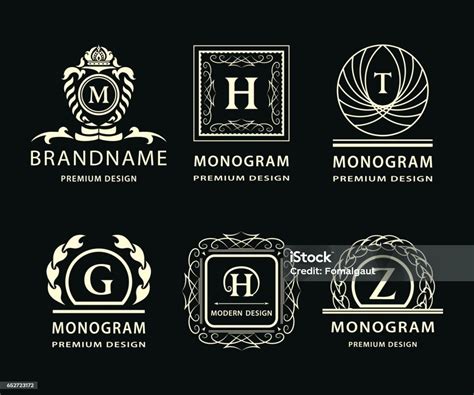 모노 그램 디자인 요소 우아한 서식 파일의 설정 프리미엄 컬렉션입니다 붓글씨 우아한 라인 아트 디자인입니다 편지 상징 로열티 명함 M H T G Z 서명 부티크 호텔