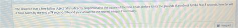 Solved The Distance That A Free Falling Object Falls Is Chegg Com
