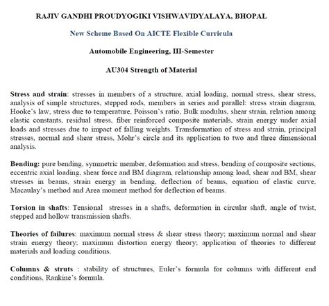 mastering rgpv au304 strength of materials course for academic success