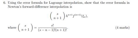 Solved 6 Using The Error Formula For Lagrange